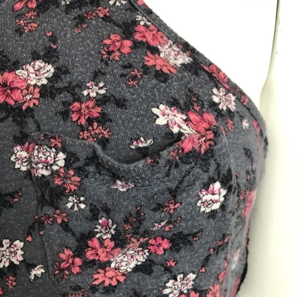 Iris Basic | Tops | Iris Basic Pink Floral Tank Laced Grey Blouse M | Poshmark